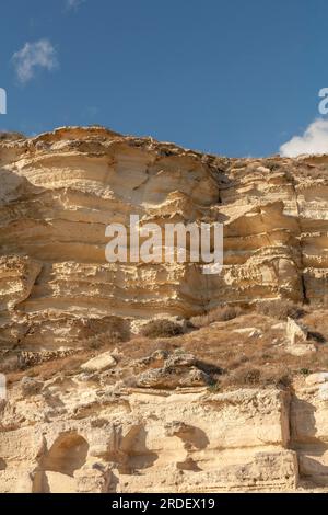 Sandstone cliffs below the Theater of Kourion, Southern Cyprus, Cyprus ...