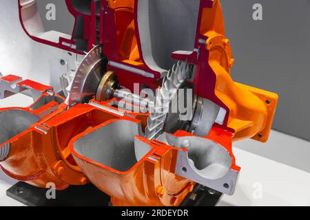 Cut-away view turbocharger device also known as a turbo or a ...
