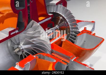 Cut-away view turbocharger device also known as a turbo or a ...