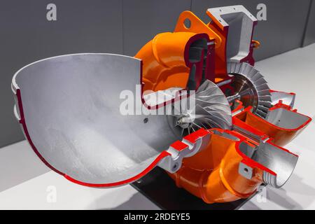 Cut-away view turbocharger device also known as a turbo or a ...