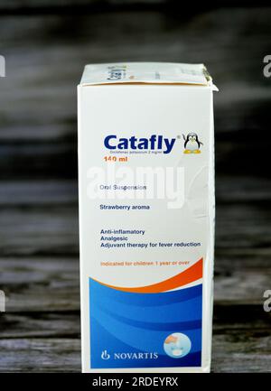 Cairo, Egypt, July 9 2023: Catafly suspension Diclofenac potassium for ...