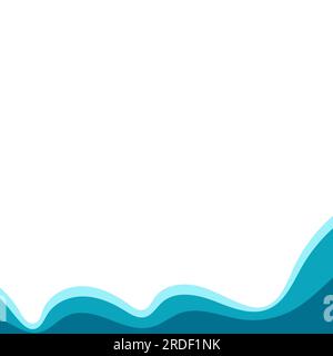 Corner frame water design elements isolate. Waves frame vector Stock ...