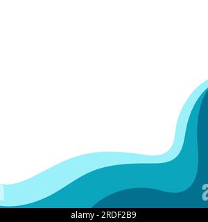 Corner frame water design elements isolate. Waves frame vector Stock ...