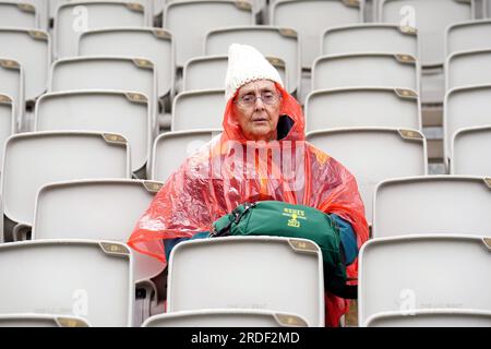 A England fan wearing a poncho ahead of the FIFA World Cup Group L ...