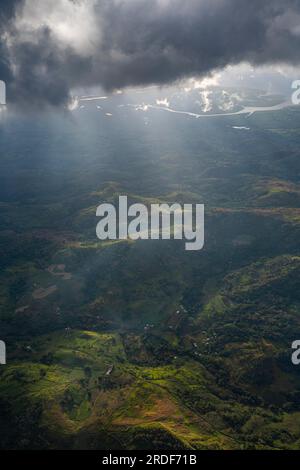 Aerial of the volcanic landscape, Viti Levu, Fiji, South Pacific Stock ...