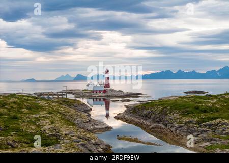 Tranoy Fyr Lighthouse, Tranoy Fyr, Lofoten in the back, Hamaroy, Ofoten ...