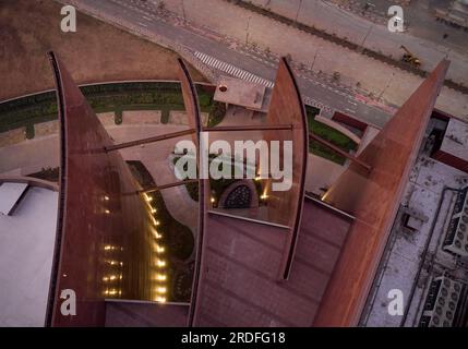 Aerial view, perspective of facade. Surat Diamond Bourse, Surat, India ...
