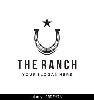 Retro horseshoe logo for ranch, cowboy,badge. which is isolated on the ...