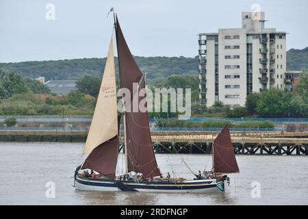 Traditional Thames Sailing Barge EDITH MAY seen operating on the River ...