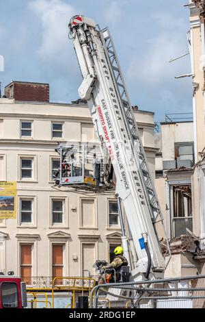 Brighton, July 21st 2023: The fire-damaged remains of The Royal Albion ...