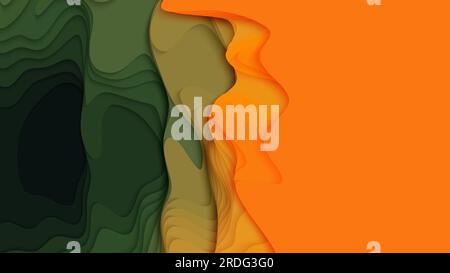 Orange to green paper layers. 3D abstract gradient papercut. Colorful ...