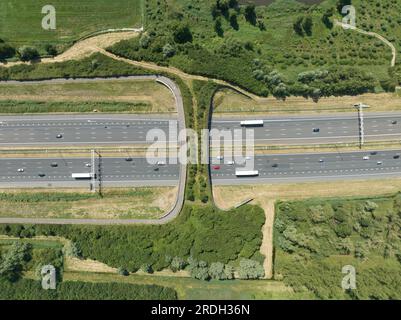 The Netherlands, Wierden. Wildlife bridge, Wildlife crossing. Ecoduct ...