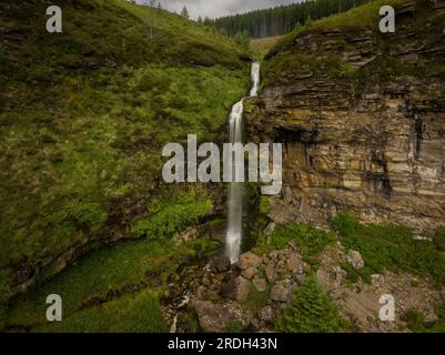 Penpych waterfall at the head of the Rhondda Fawr Valley near ...