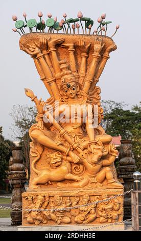 Idol of Goddess Durga killing demon , Durga Puja festival , Bombay ...