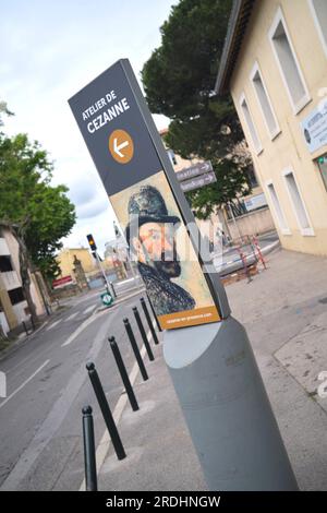 Direction sign to Atelier Cezanne Aix en Provence France Stock Photo ...