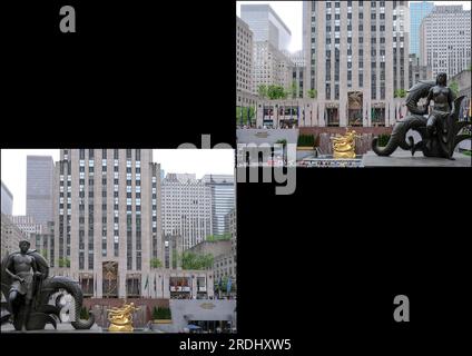 Architectural detail of Rockefeller Center, a large complex consisting ...