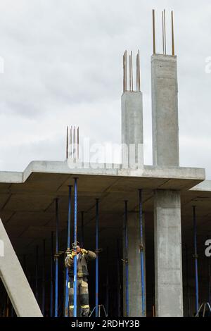 Incomplete construction, building works, wall construction, Building ...