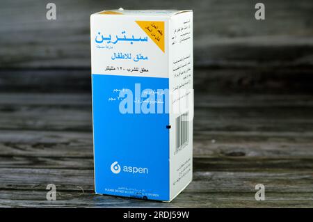 Cairo, Egypt, July 10 2023: Septrin 40mg 200mg per 5ml Paediatric ...
