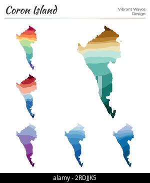 Coron Island map. Collection of maps of Coron Island in dotted style ...
