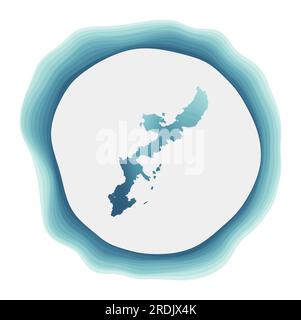 Okinawa Island icon. Round logo with map and title. Stylish Okinawa ...