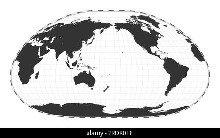 Vector world map. Loximuthal projection. Plain world geographical map ...