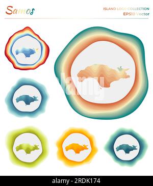 Samos logo. Badge of the island. Layered circular sign around Samos ...