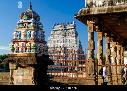 Colonnades in the third prakara with the north gopuram tower in Thillai ...