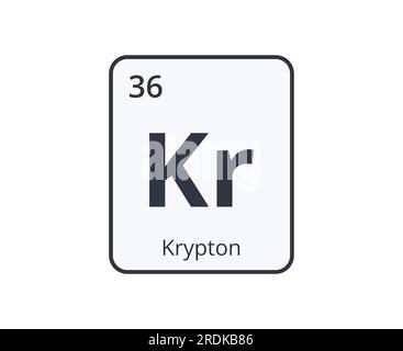Krypton element icon. Symbol Kr 36. Mass 83.800 property. Periodic ...