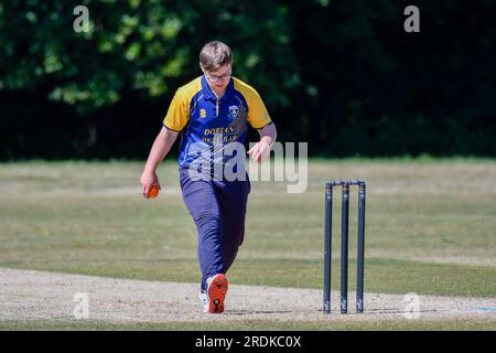 Clydach, Wales. 3 June 2023. Bowler Jo Farthing of Clydach during the South Wales Premier ...