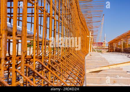 Girder, bridge skeleton, reinforcement, installed vertical crossed ...