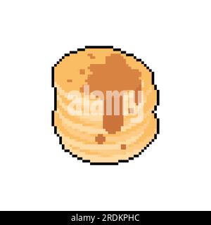 Pancakes with chocolate pixel art isolated. 8 bit sweet Vector ...