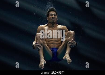 Kyle Kothari of Great Britain competes in the men's 10m platform final ...