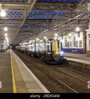 A Scotrail train, Class 380 - 380101 - at Prestonpans Station, East ...