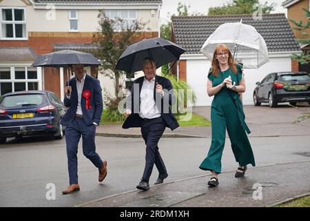 Labour candidate Alistair Strathern (left) arrives at Shefford Town ...