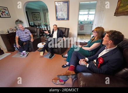 Labour candidate Alistair Strathern (right) leaves Shefford Town ...