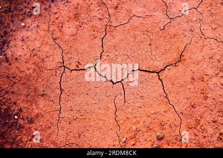 Cracked dry red soil, challenges climate change and climate crisis ...