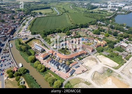 Drone aerial scenery of Sandwich village in Kent United Kingdom. Top ...