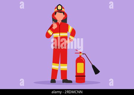 Cartoon Character of fire extinguisher with sign Stock Photo - Alamy
