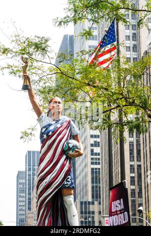 "Liberty Alex" soccer statue is on display at Fox Square, 2023, New ...