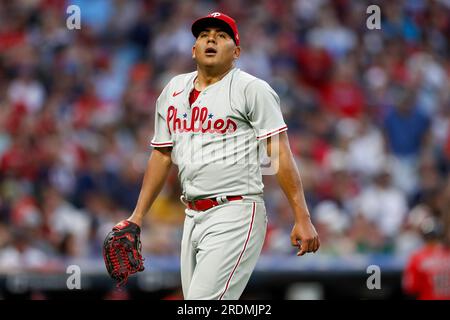 Philadelphia Phillies starting pitcher Ranger Suarez throws to the ...