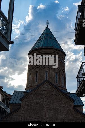 Surb Gevork cathedral in Old town of Tbilisi, capital city of Georgia ...