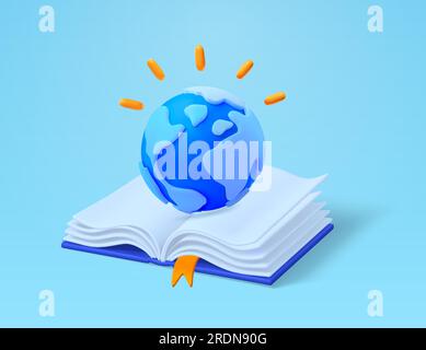Open Book Earth Library Read School Education Global Knowledge Concept ...
