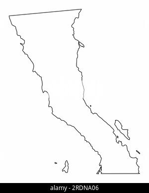 Baja California administrative map isolated on white background, Mexico ...