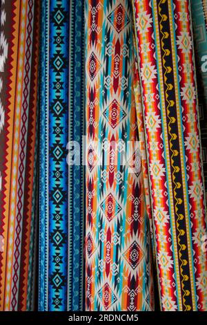 Brightly colored traditional fabric with inca motifs for sale at ...