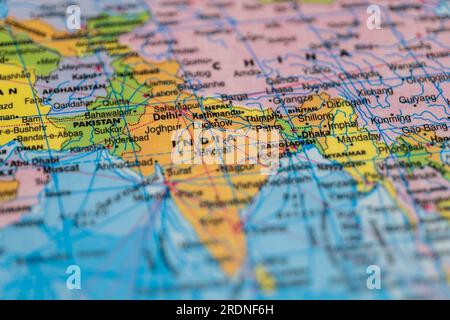 This stock image shows the country of India on a world map Stock Photo ...