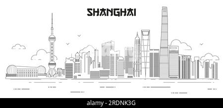 Shanghai silhouette skyline. China - Shanghai vector city, chinese ...