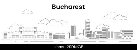 Bucharest Romania city skyline silhouette. Vector illustration Stock ...
