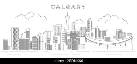 Outline Calgary Canada City Skyline with Modern Buildings Isolated on ...