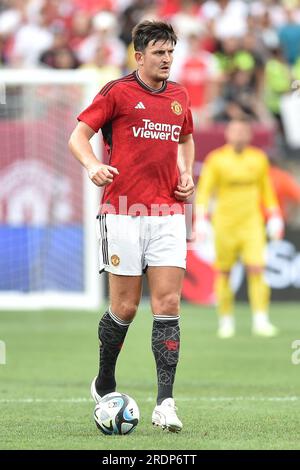 Manchester United defender Harry Maguire (5) heads the ball during the ...