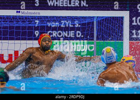 FUKUOKA, JAPAN - JULY 23: Lwazi Madi of South Africa, Chad Roman of ...